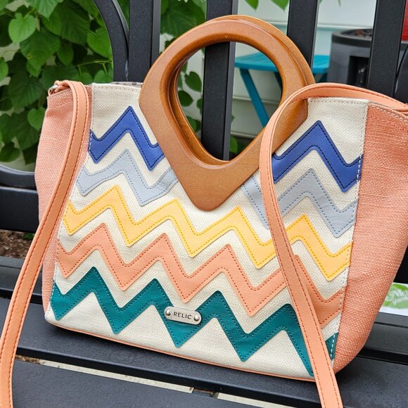 Relic | Bags | Relic Addy With Chevron Pattern Wooden Handle Satchel ...